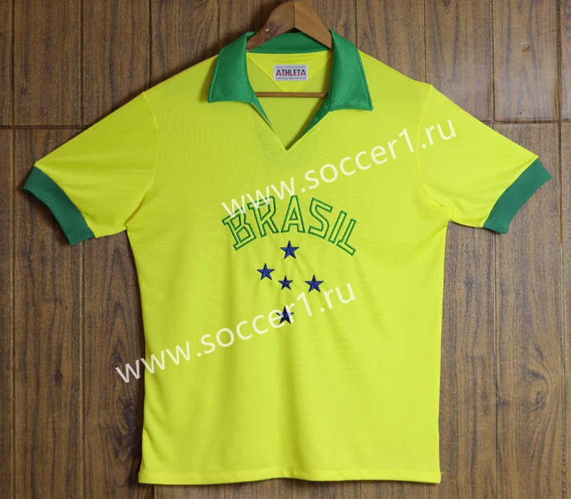Retro Version 1958 Brazil Yellow Thailand Soccer Jersey AAA-SL,Brazil