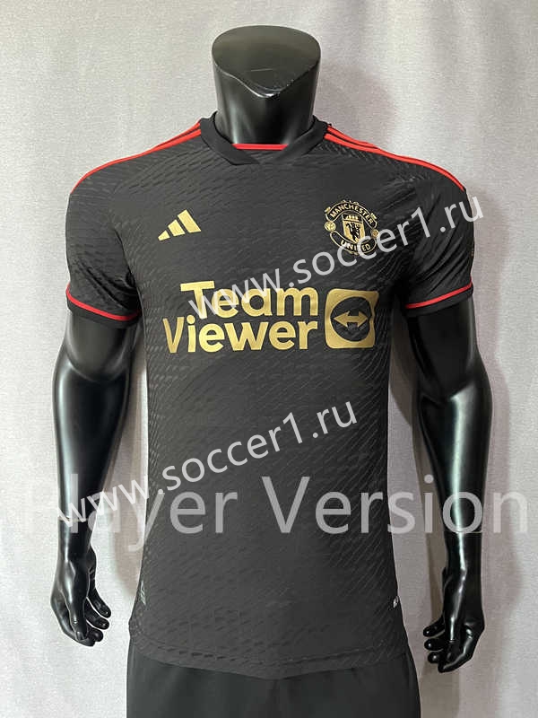 Player Version 2023-2024 Manchester United Black&Gold Soccer Jersey AAA ...