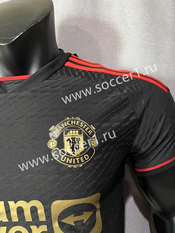 Player Version 2023-2024 Manchester United Black&Gold Soccer Jersey AAA ...