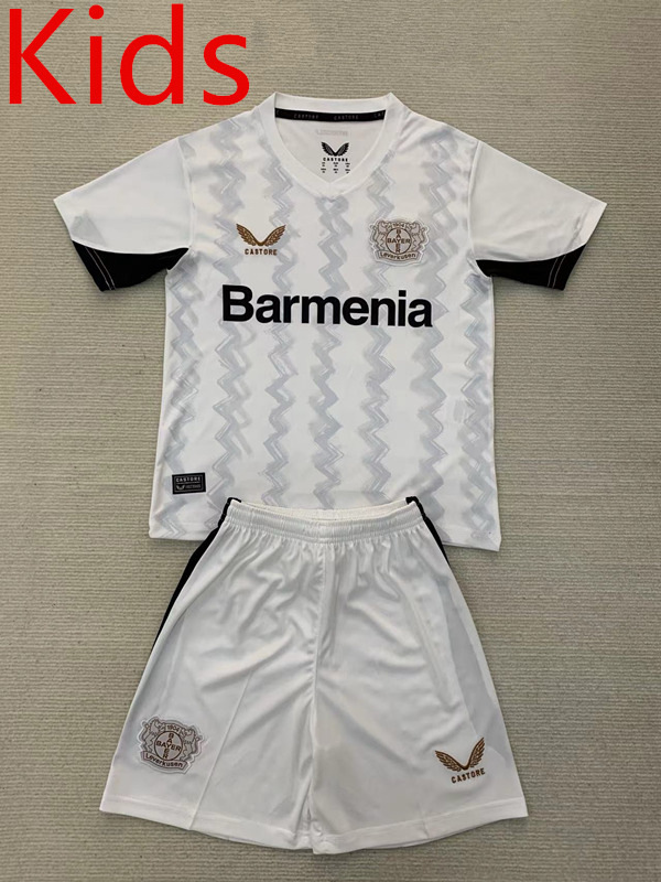 2024-2025 Bayer Leverkusen Away White Kid/Youth Soccer Uniform-AY,Bayer ...