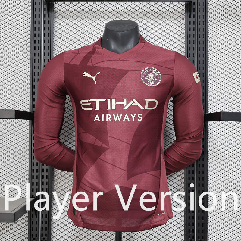 Player Version 2024-2025 Manchester City Maroon LS Thailand Soccer ...