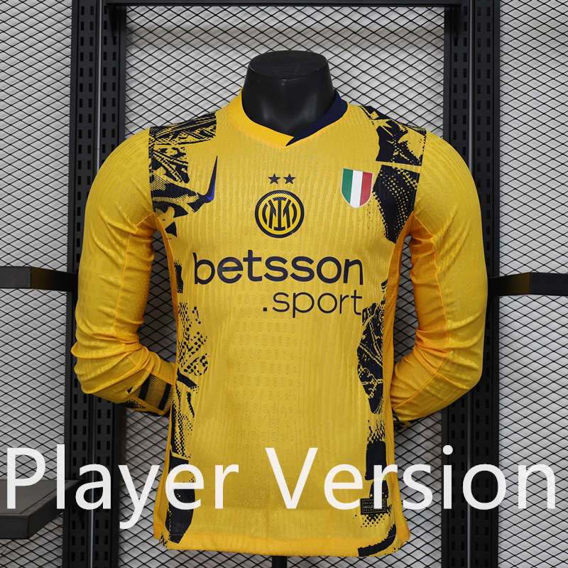 Player Version 2024-2025 Inter Milan 2nd Away Yellow LS Thailand Soccer ...