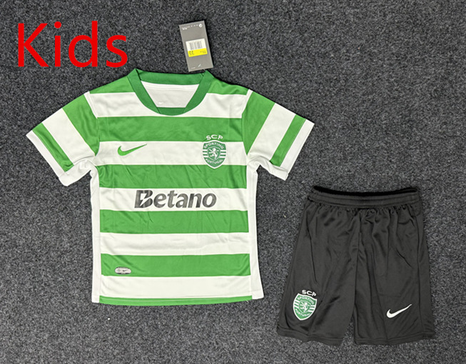2025-2026 Sporting Clube de Portugal Home White&Green Kid/Youth Soccer ...