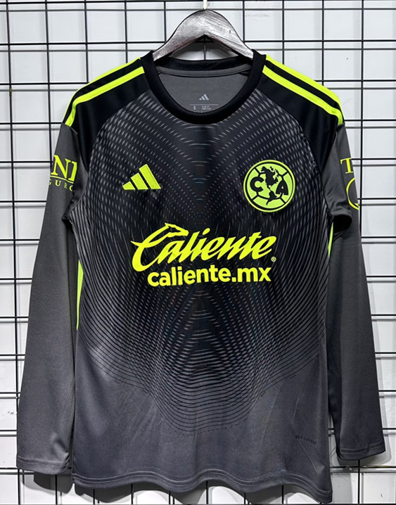 2025-2026 Club America Goalkeeper Grey&Black LS Thailand Soccer Jersey ...